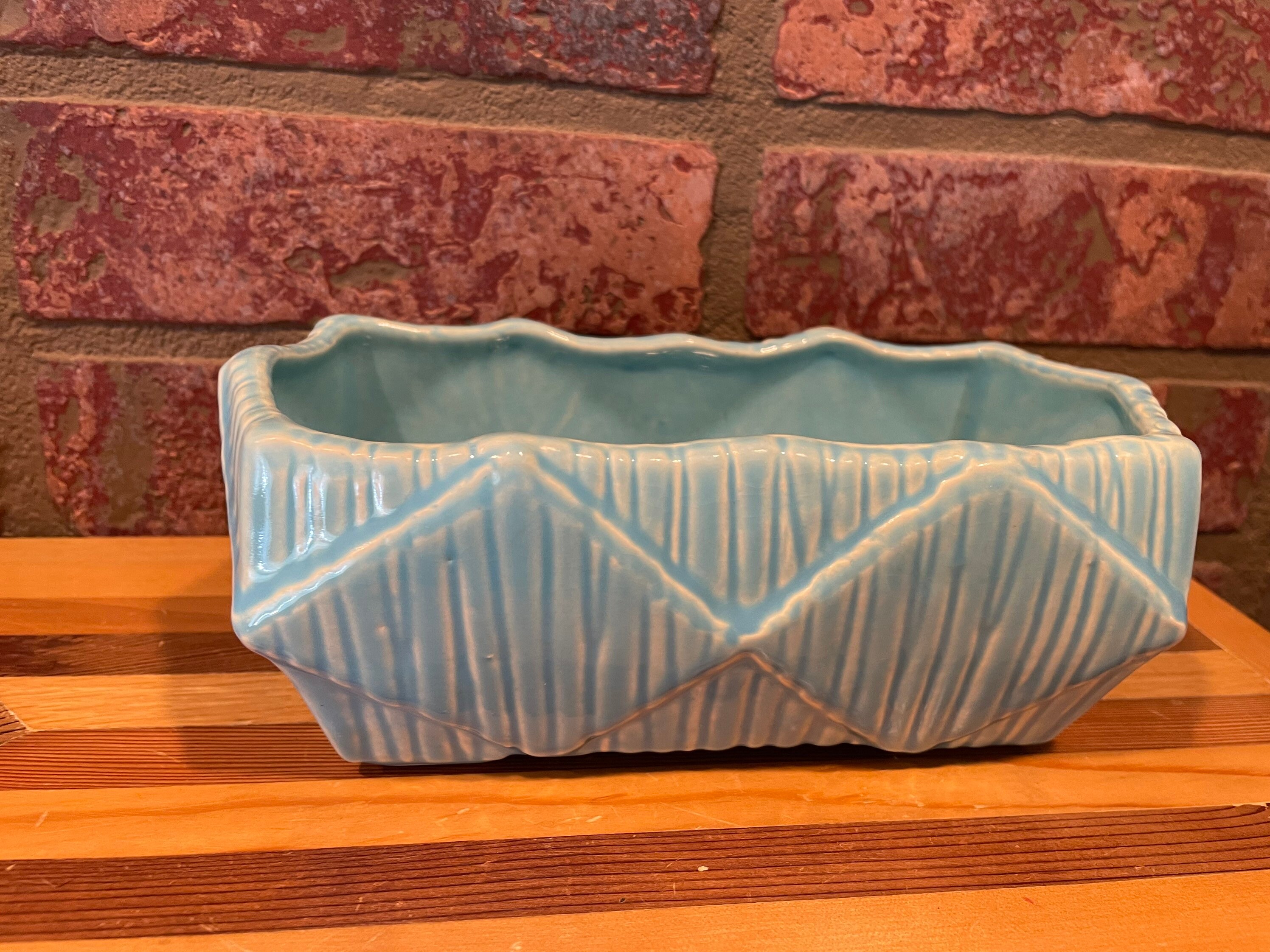 Vintage MCM Mccoy Blue Rectangular Planter - Etsy