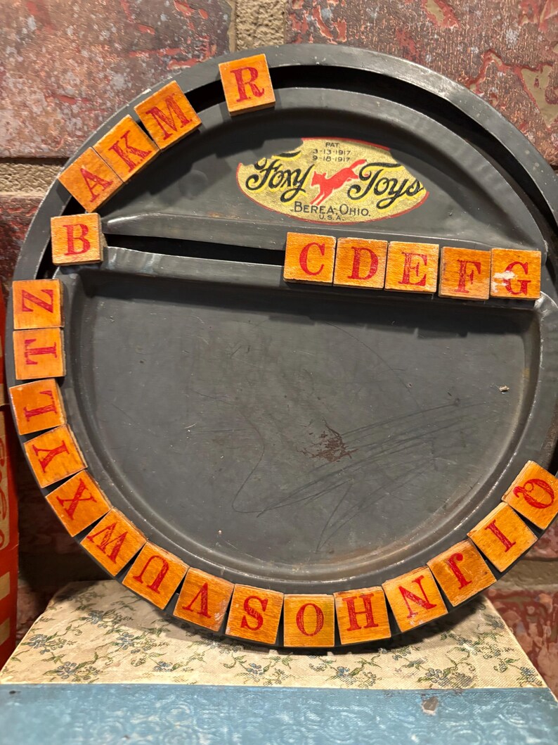 Antique 1917 Foxy Toys Alphabet Spelling Word Builder, Original Box ...