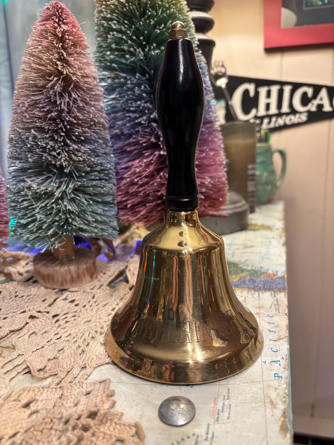 Vintage Handled Brass Bellringer Bell - 1966 - FREE SHIPPING - Etsy