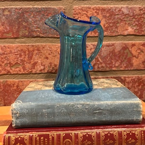 Vintage Aqua Blown Glass Small Pitcher - FREE SHIPPING - Etsy