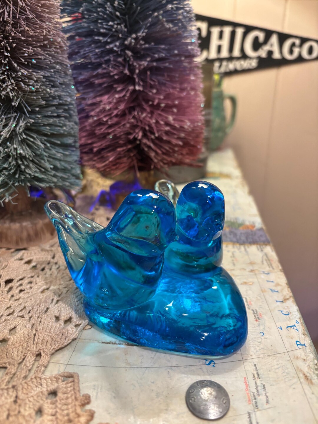 Vintage Terra Studios Bluebird of Happiness Duo on Heart Base Blue Bird ...