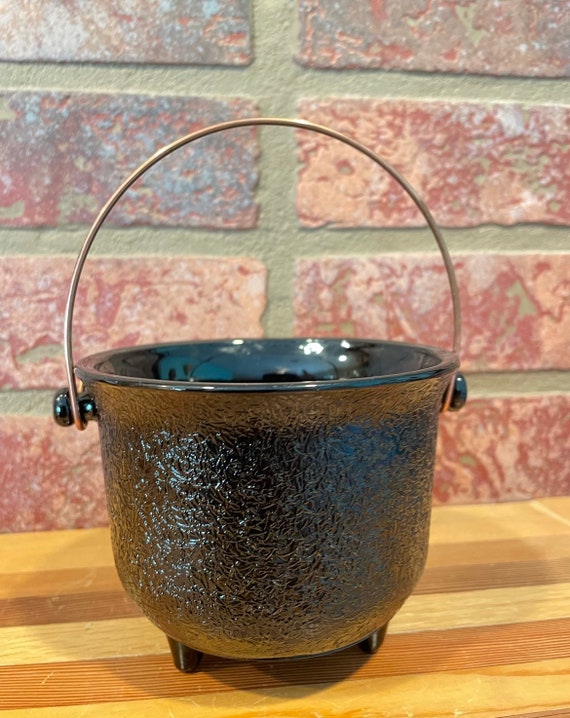 Vintage Black Glass Cauldron - Etsy
