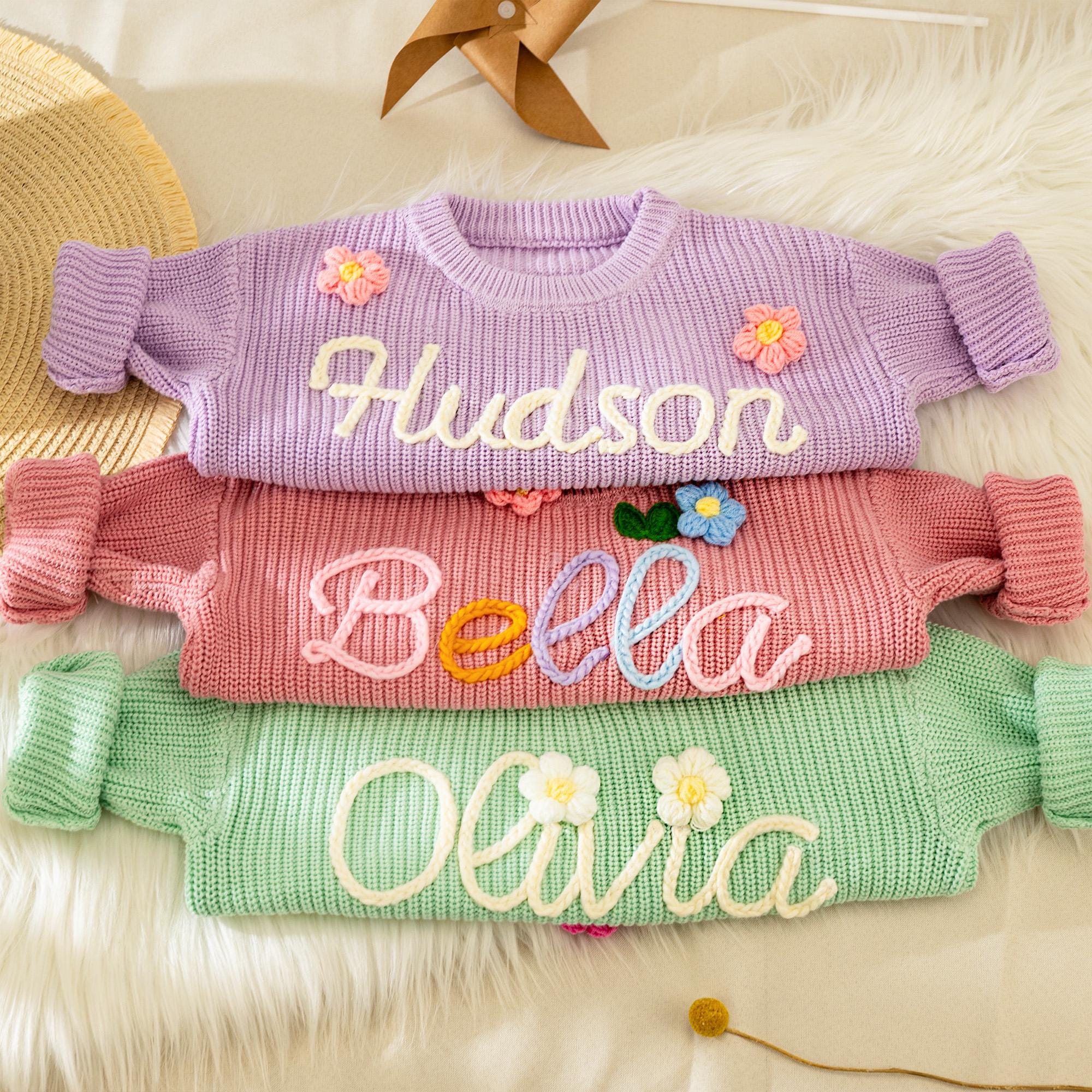 Hand Embroidery Sweaters,personalized Baby Name Sweater,toddler Sweater ...