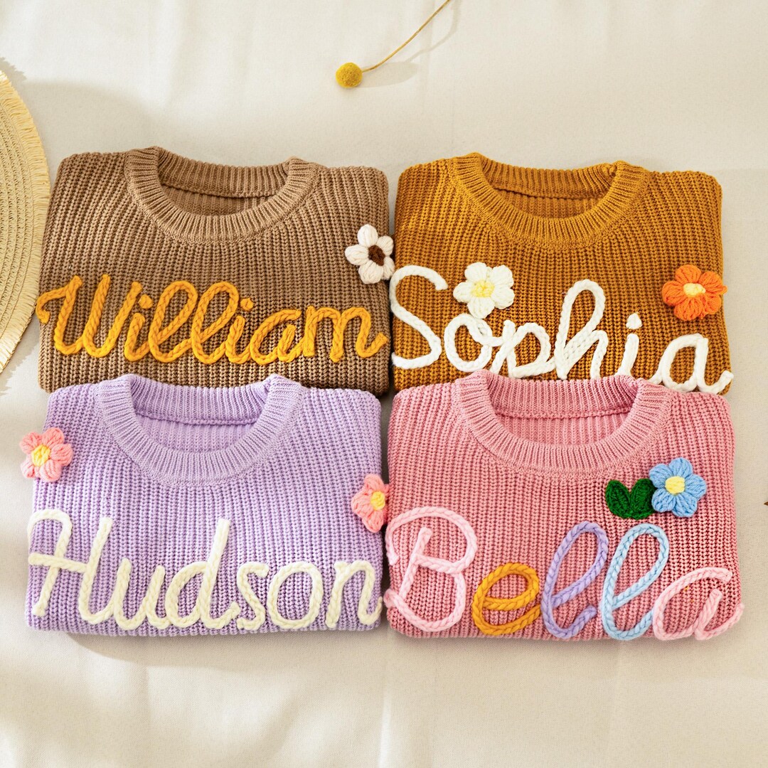 Hand Embroidery Sweaters,personalized Baby Name Sweater,toddler Sweater ...