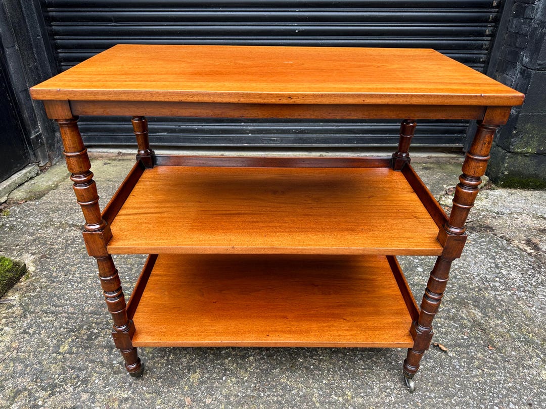 Victorian Mahogany Three Tier Serving Trolley With Brass Wheels - Etsy