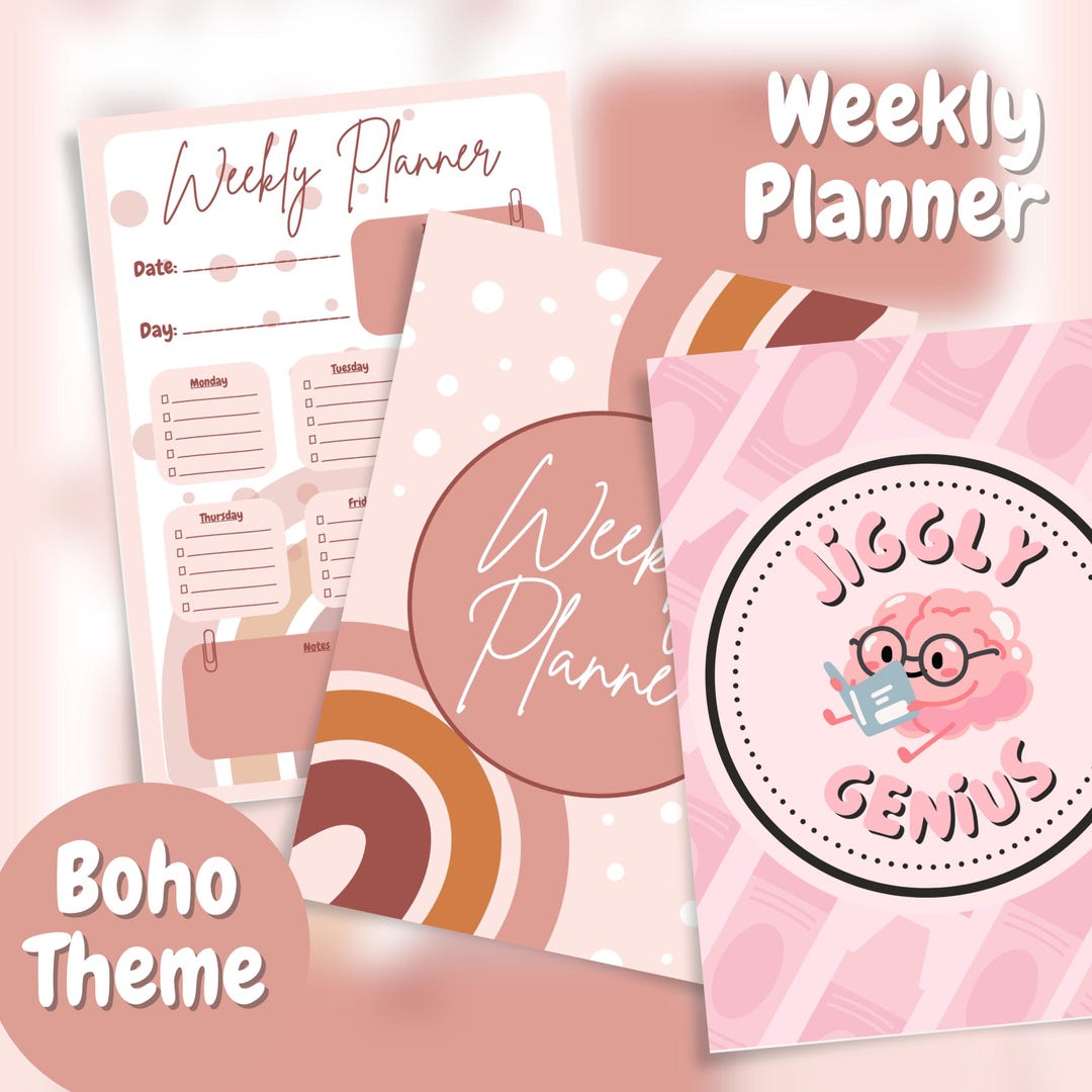 Boho Rainbow Weekly Planner | Printable Planner PDF | Minimalist ...