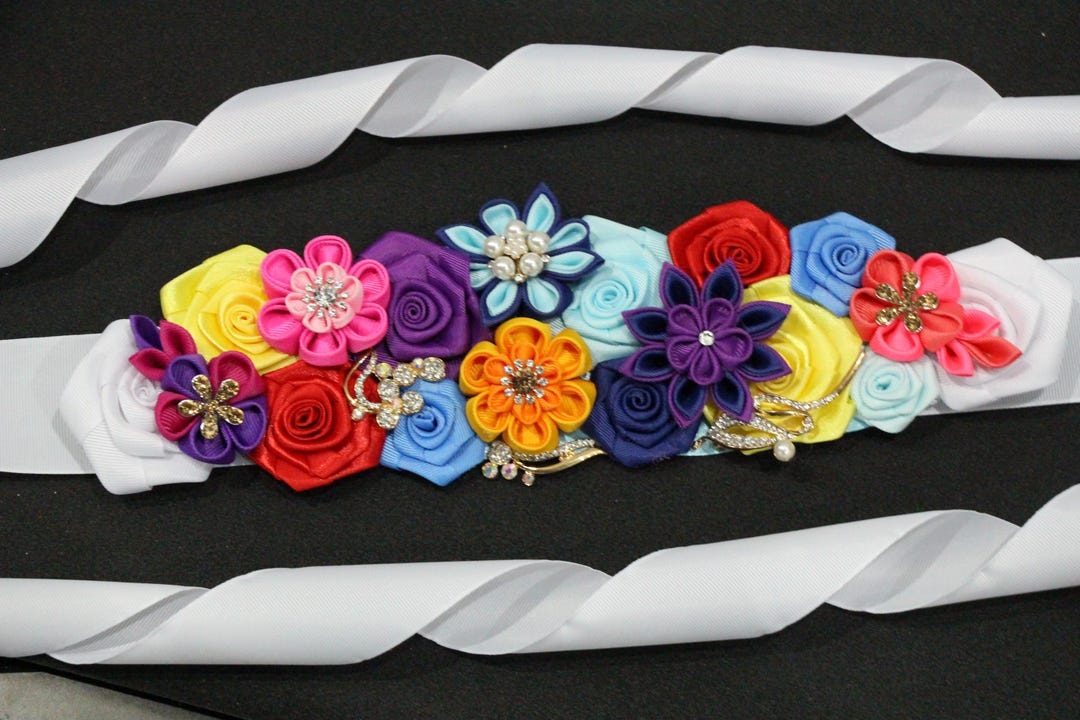 Rainbow Sash Maternity Sash Wedding Belt Flower Girl Sash Tsumami ...