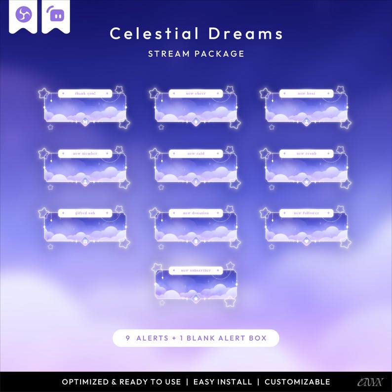 Celestial Dreams Twitch Overlay Pack | Pastel Stream Package With ...