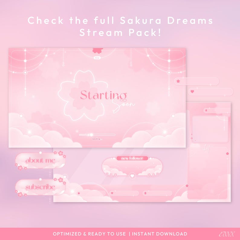 Sakura Dreams Animated SCENES, Pink Pastel Twitch Scenes, Kawaii Cherry ...