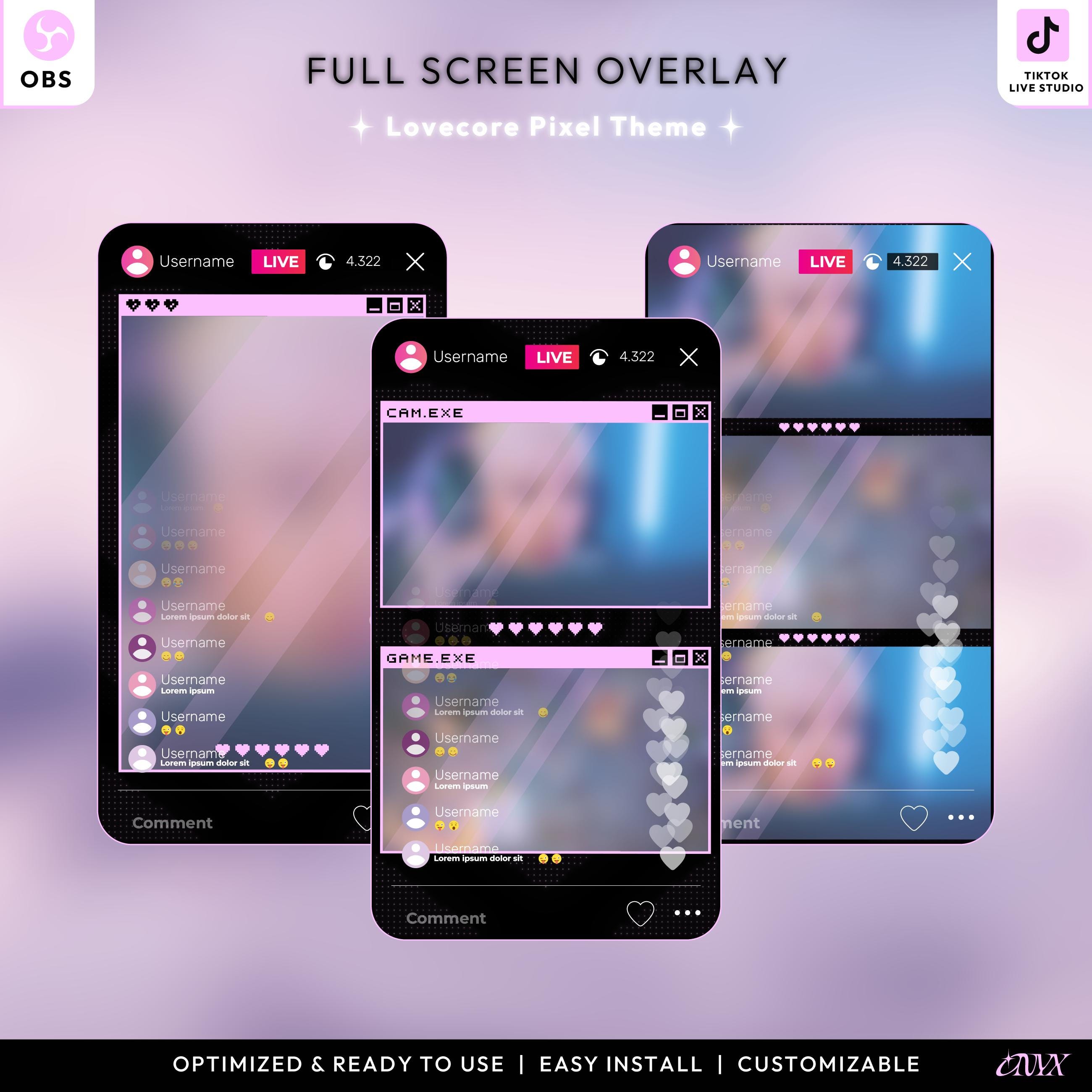 Cute Lovecore Pixel Theme for Tiktok Live: Retro Tiktok Overlay Pack - Etsy