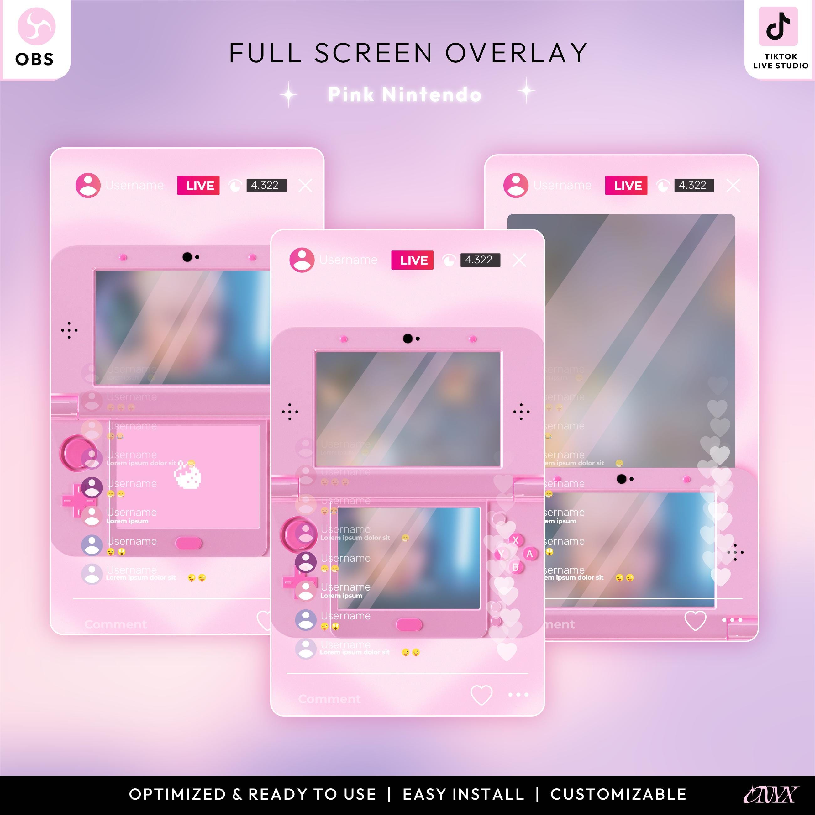 Pink Nintendo Tiktok Overlay Pack | Kawaii Stream Bundle for Tiktok ...