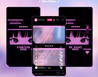 Neo-tokyo, Cyberpunk Anime Tiktok Overlay Pack, Neon Pink & Black ...