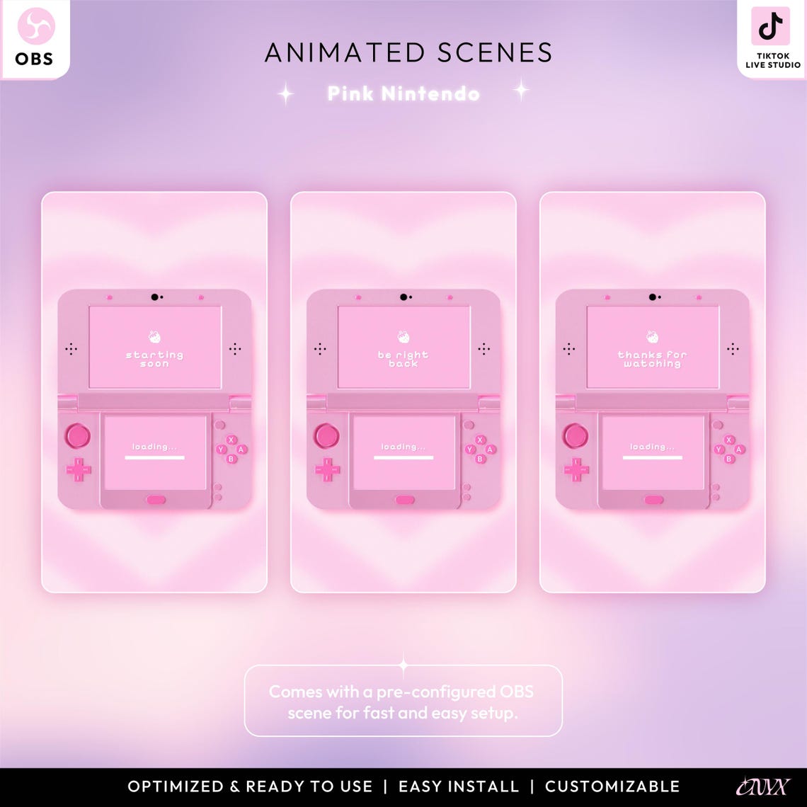 Pink Nintendo Tiktok Overlay Pack | Kawaii Stream Bundle for Tiktok ...