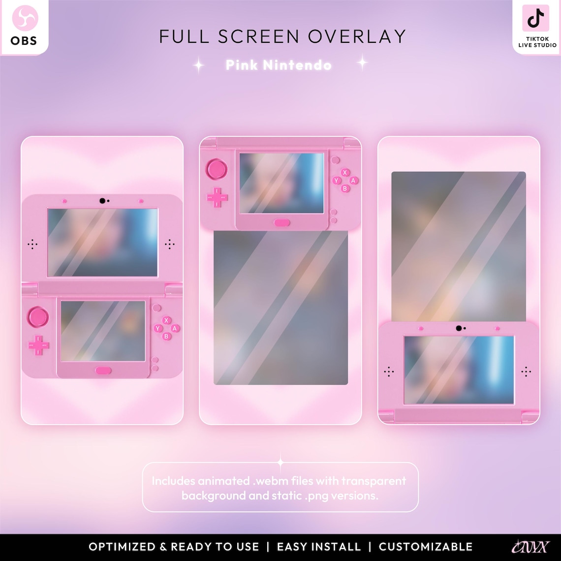 Pink Nintendo Tiktok Overlay Pack | Kawaii Stream Bundle for Tiktok ...
