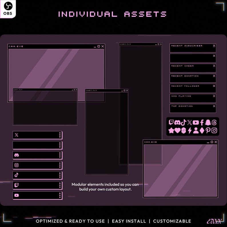 Cyber Love Glitch Twitch Overlay Package | Retro Futuristic Stream ...