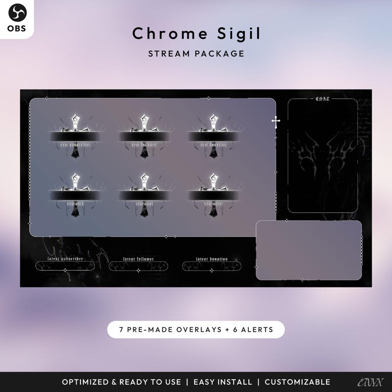 Chrome Sigil, Animated Twitch Overlay Package, Cyber Sigilism Inspired ...