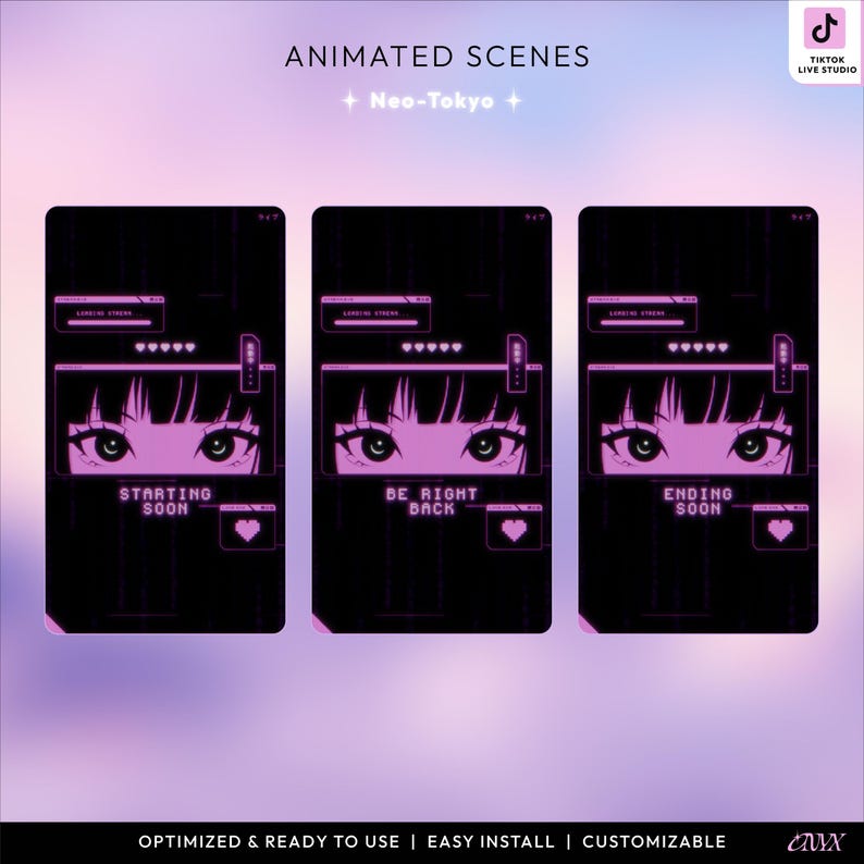 Neo-tokyo, Cyberpunk Anime Tiktok Overlay Pack, Neon Pink & Black ...