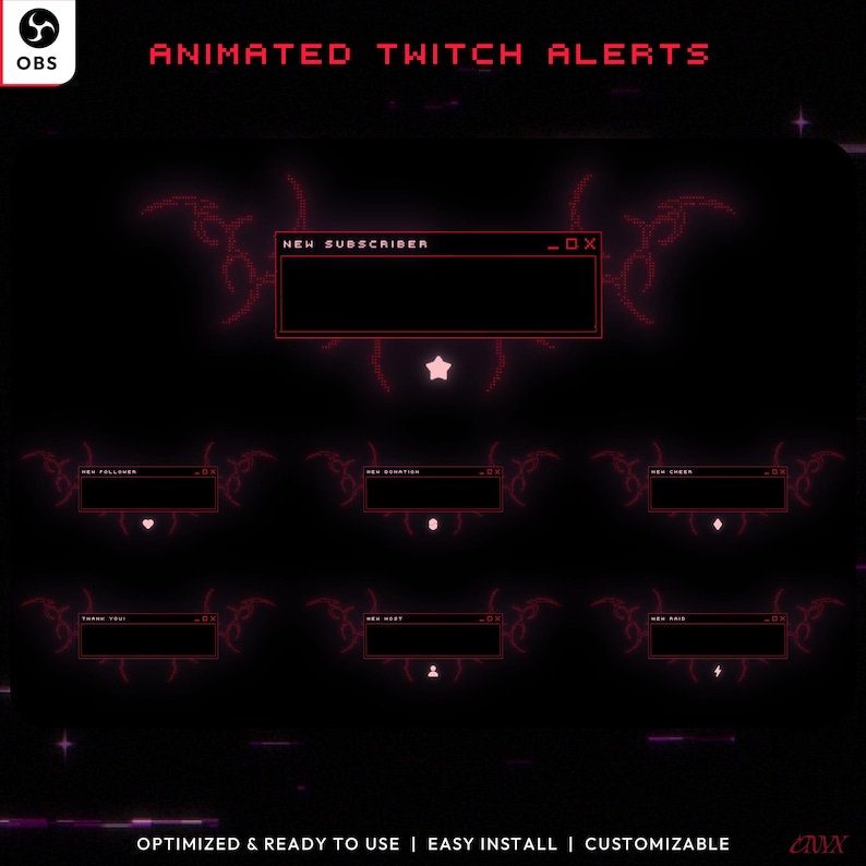 Cyber Goth Glitch, Animated Twitch Overlay Package, Cyberpunk Style ...