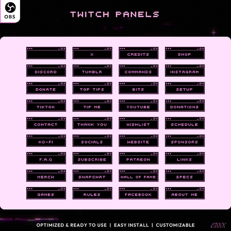 Cyber Goth Glitch, Animated Twitch Overlay Package, Cyberpunk Style ...