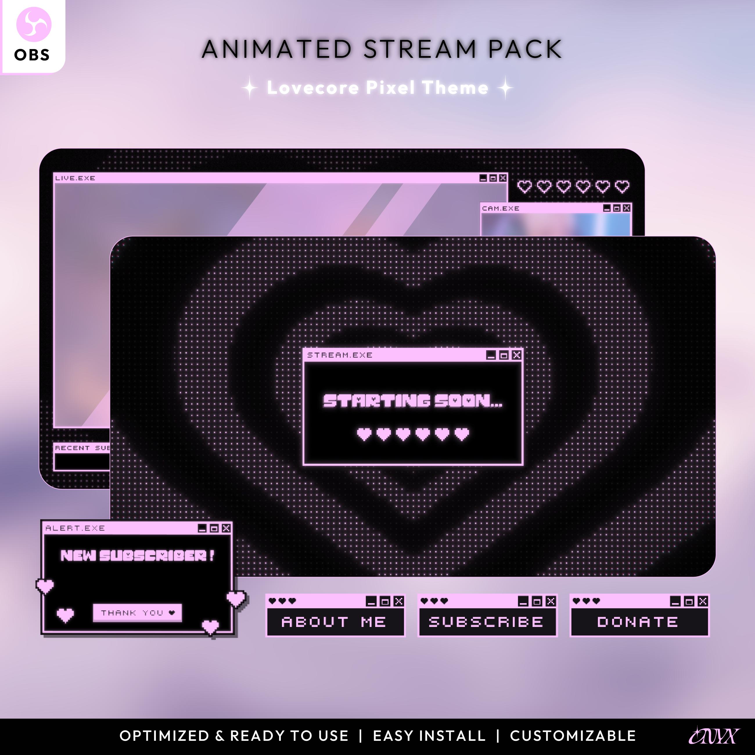 Lovecore Pixel Theme | Animated Stream Pack | Cute Stream Overlay & Alerts for Streamers - Etsy ...