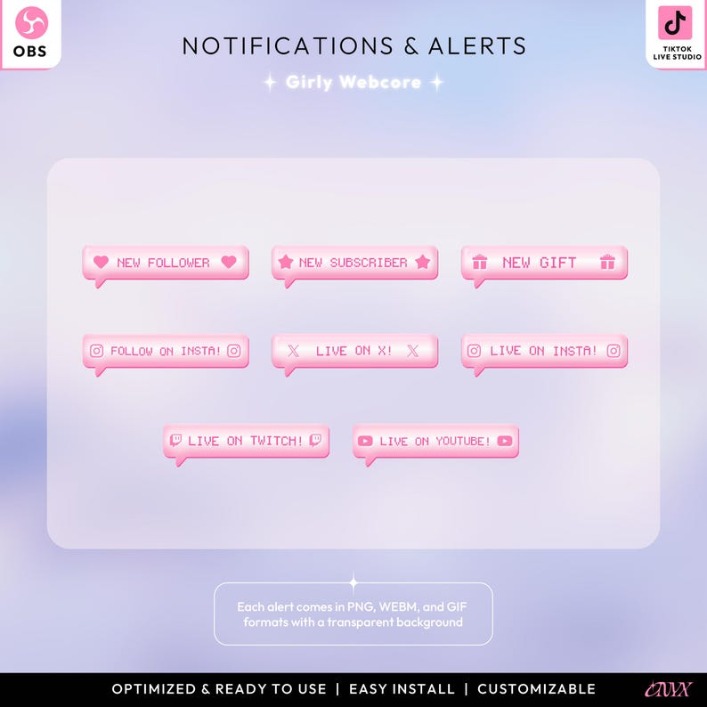 Girly Webcore Theme Overlay Pack for Tiktok, Y2K Vibes for Your Lives, Cute Tiktok Live Studio ...