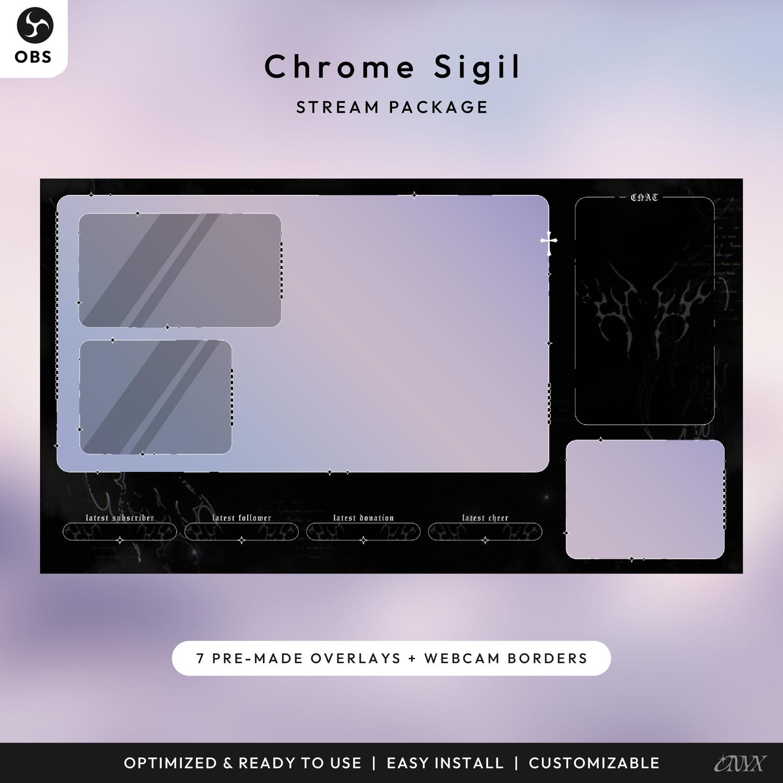 Chrome Sigil, Animated Twitch Overlay Package, Cyber Sigilism Inspired ...