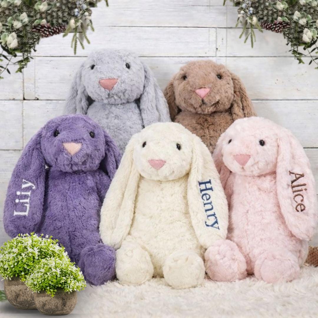 Personalized Plush Bunny, Custom Embroidered Soft Stuffed Bunny With ...