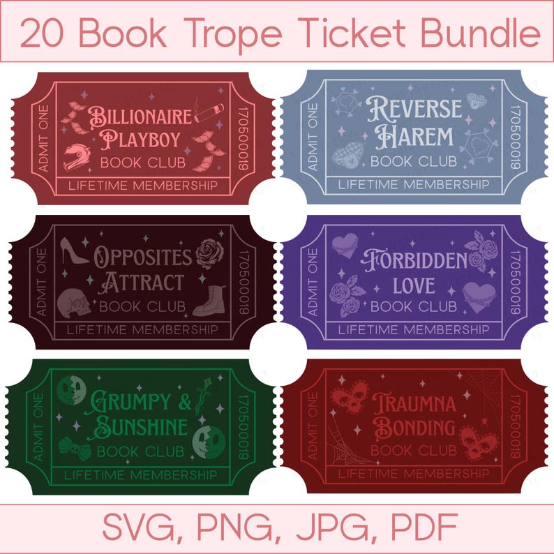 Spicy Gothic Book SVG Bundle, Retro Ticket Book Svg, Reading Jpg, Book ...