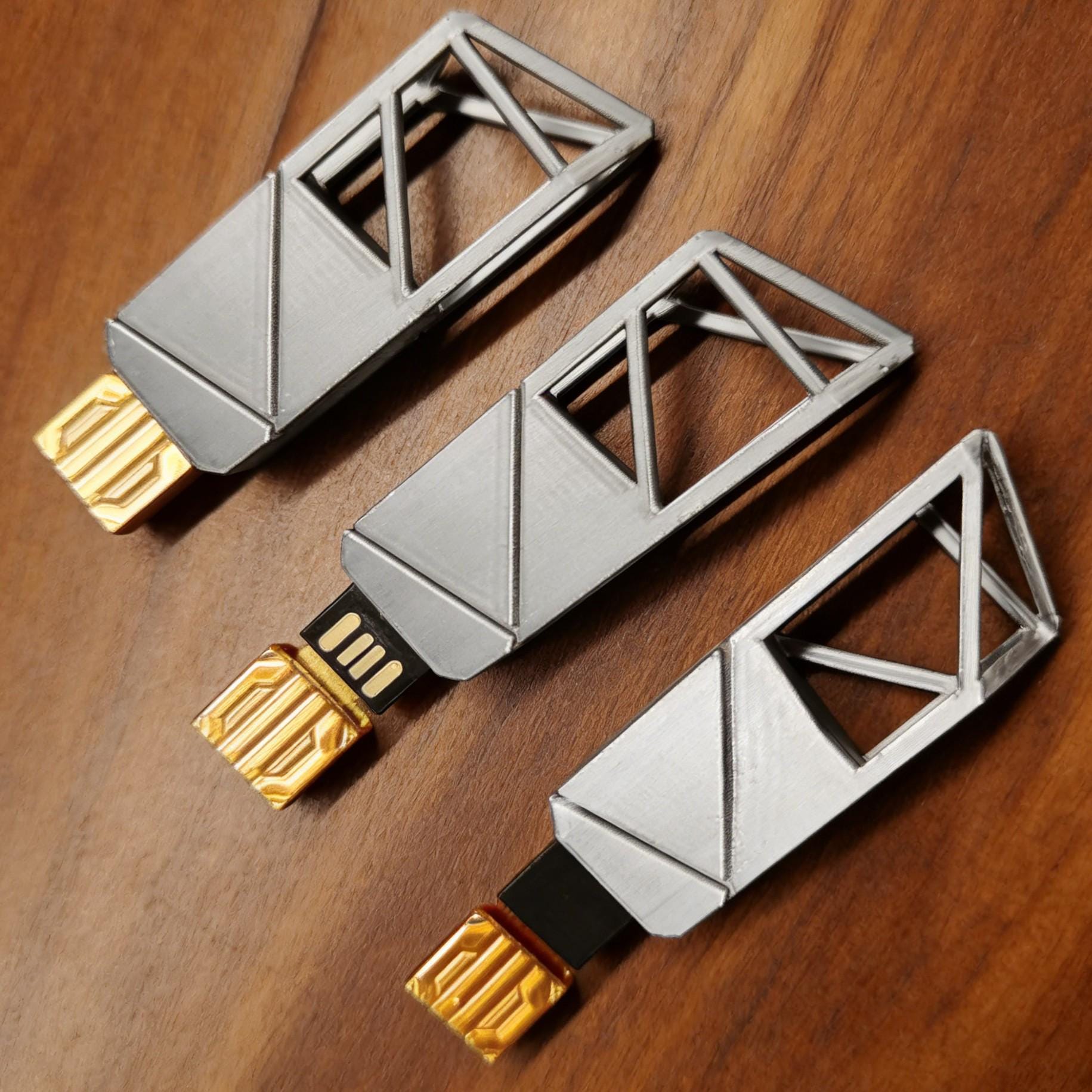 Sci-fi Mechanical USB Flash Drive Model, 3D Printed Tactical Storage ...