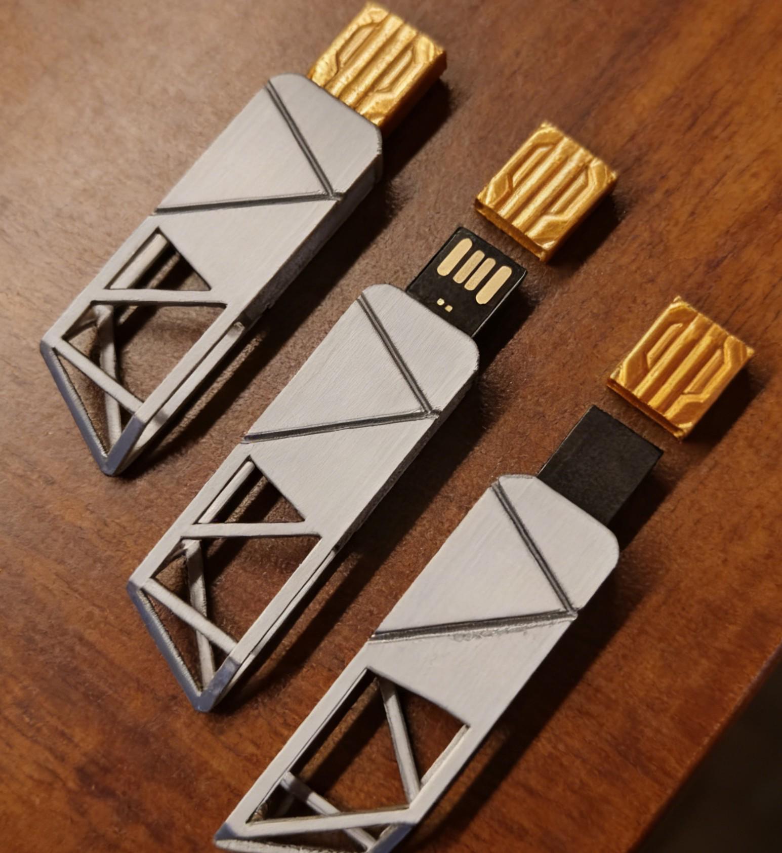 Sci-fi Mechanical USB Flash Drive Model, 3D Printed Tactical Storage ...