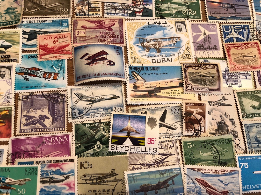 Airplane Postage Stamps Worldwide Postage Stamps, Vintage Paper ...