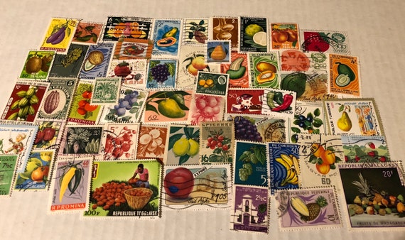 FOOD Postage Stamps Fruits & Veggies Worldwide Postage Stamps - Etsy