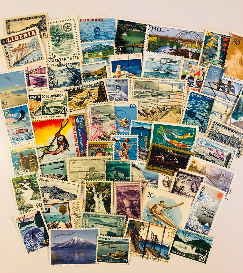 WATER Postage Stamps Lakes Rivers Waves Waterfalls Oceans | Etsy