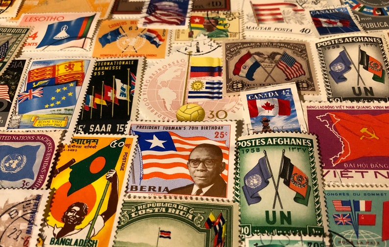 FLAG Postage Stamps Worldwide Postage Stamps, Vintage Paper Ephemera ...