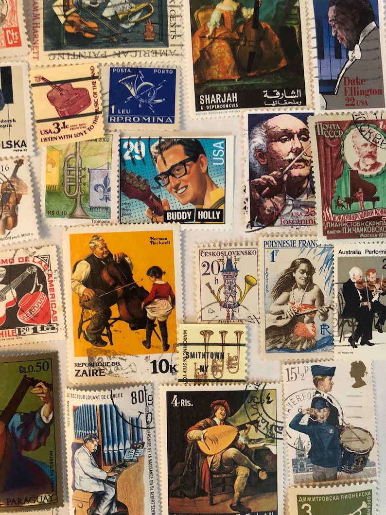 MUSIC Theme Postage Stamps Musical Instruments, Musicians, Music ...