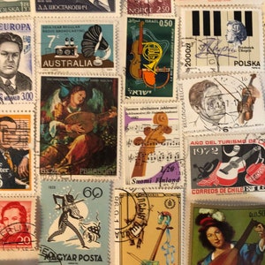 MUSIC Theme Postage Stamps Musical Instruments, Musicians, Music ...