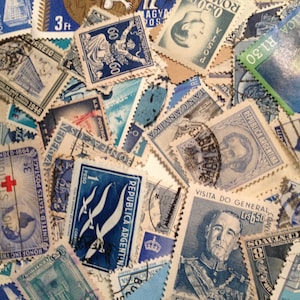 Shades of Blue Vintage Postage Stamps, Lot of 50 Used off Paper ...