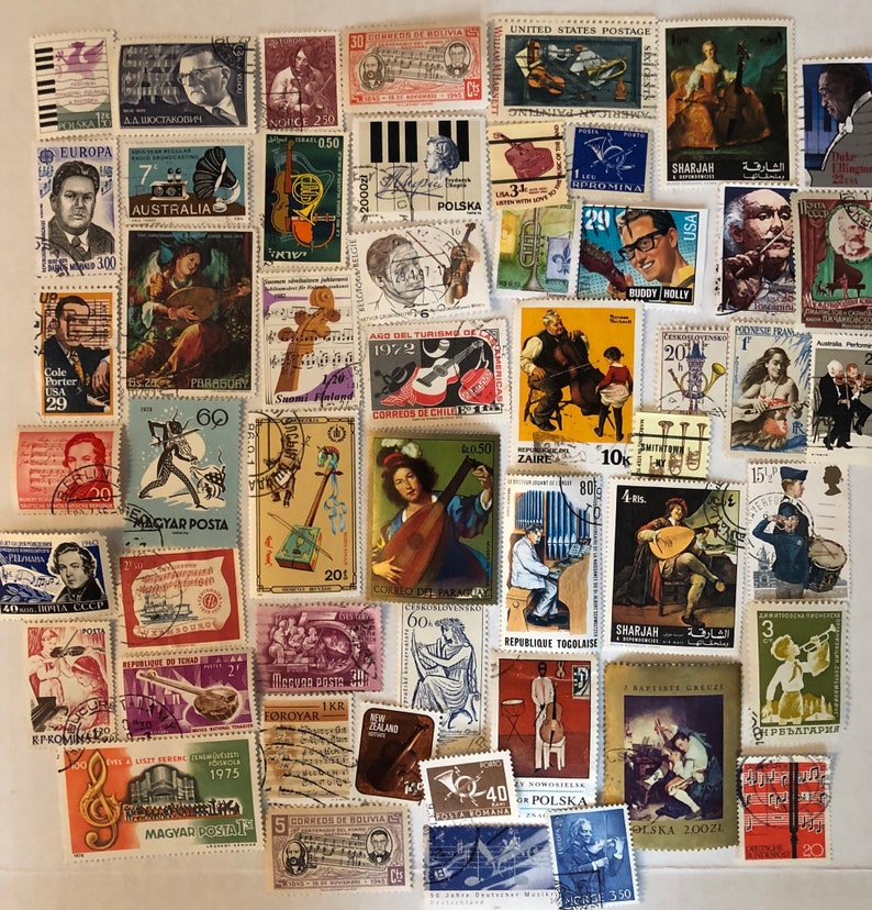 MUSIC Theme Postage Stamps Musical Instruments Musicians - Etsy