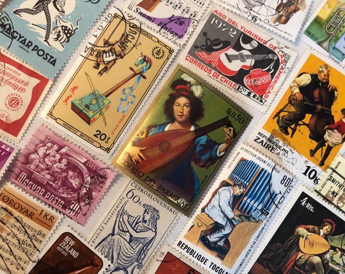MUSIC Theme Postage Stamps Musical Instruments, Musicians, Music ...