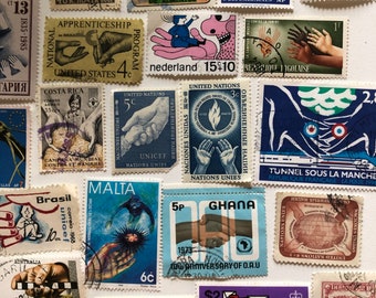 Vintage Worldwide off Paper Used Postage Stamps, Vintage Ephemera ...