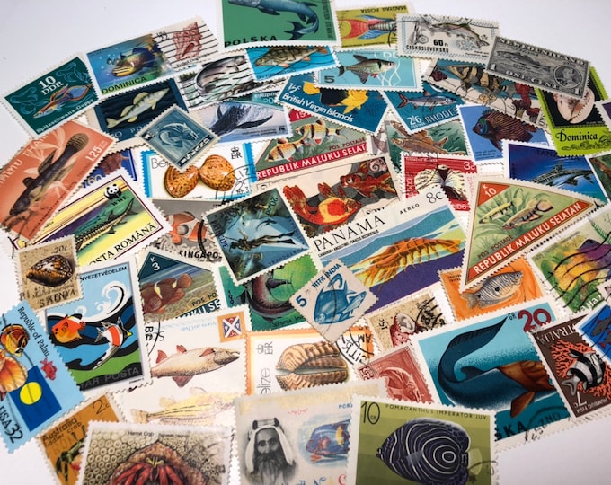Sealife Postage Stamps Fish, Whales, Seashells Worldwide Postage Stamps ...