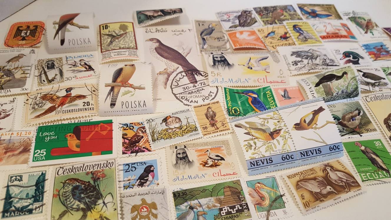 Bird Stamps Used off Paper Worldwide Postage Stamps, Vintage Paper ...