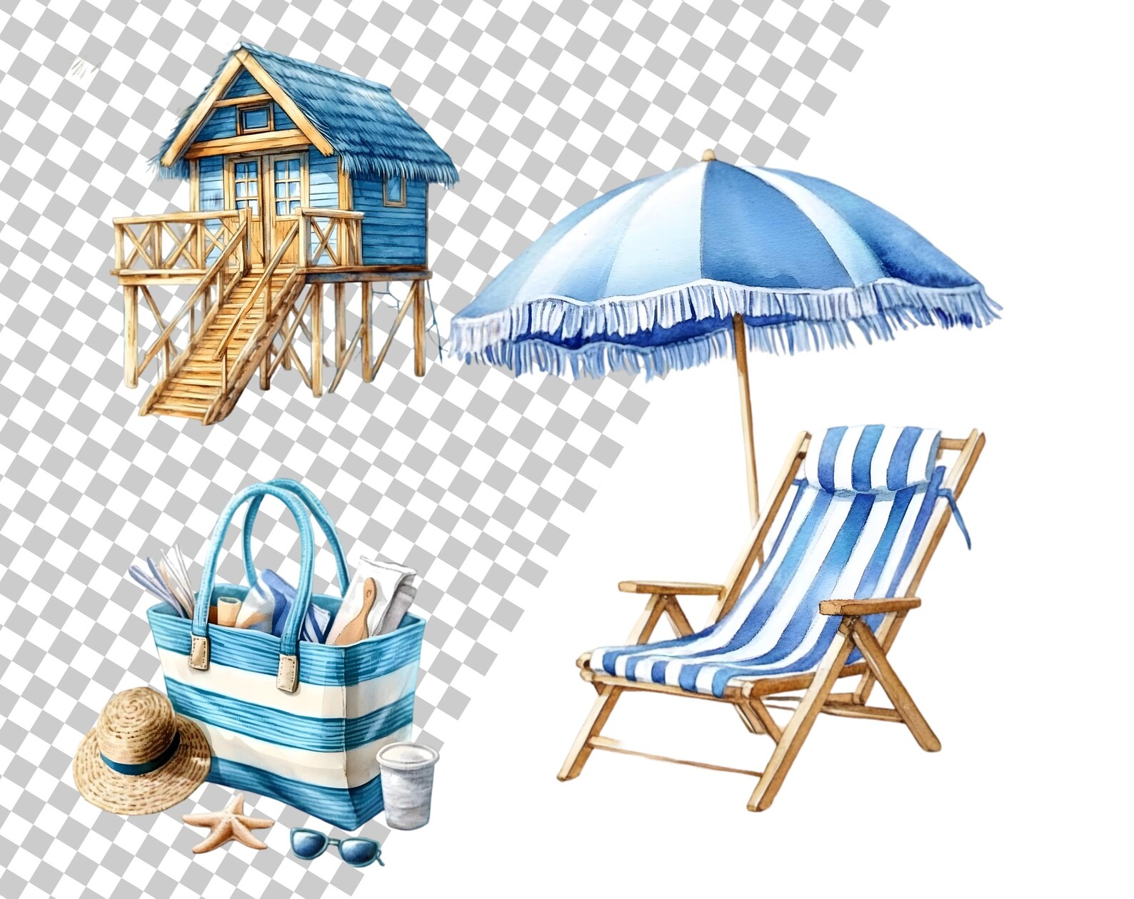 Watercolor Beach Clipart, Beach Summer Clipart, Nautical Clipart ...