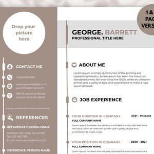 Editable Canva Resume Template | 1 and 2 Page CV, Cover Letter ...