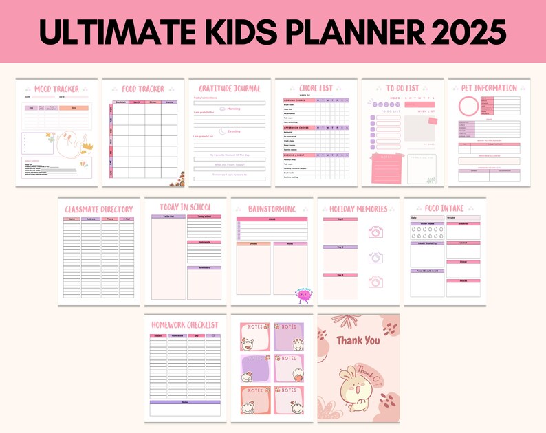 Editable Kids Planner 2025 - Printable Daily Routine, School Tasks ...