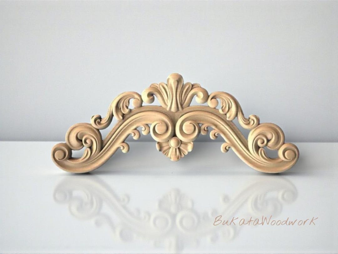 Wood Scroll Crest: Classic Rococo Design (unfinished, Custom Stain ...