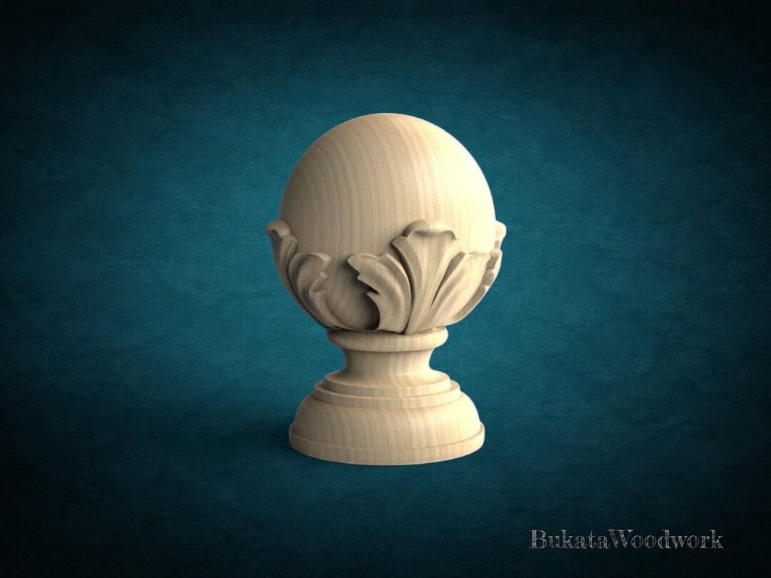 Newel Post Cap: Round Carved Wood With Acanthus Leaves - Unfinished - Etsy