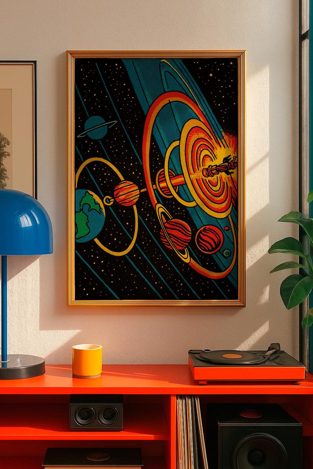 Retro Solar System Poster | Vintage Space Illustration Print | Comic ...