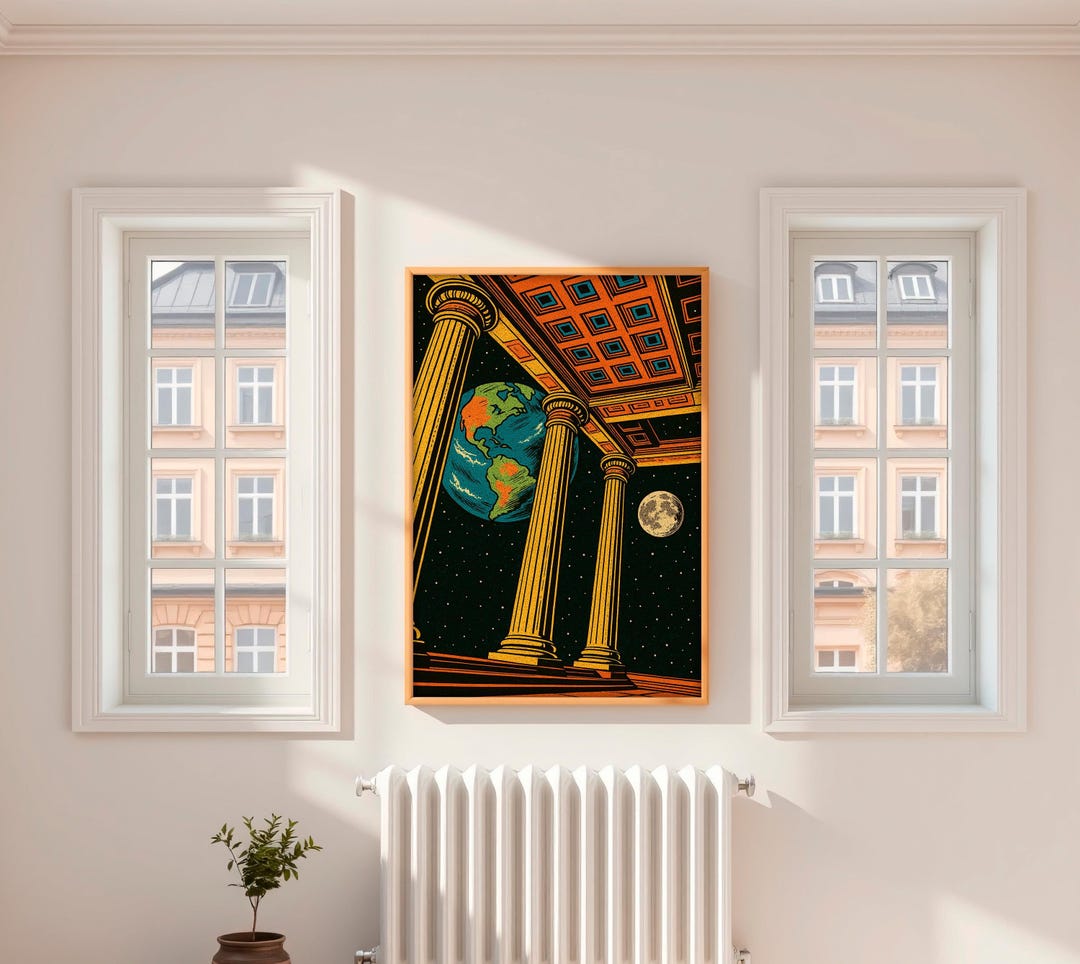 Celestial Columns Poster – Vintage Space Wall Art, Retro Cosmic Decor ...