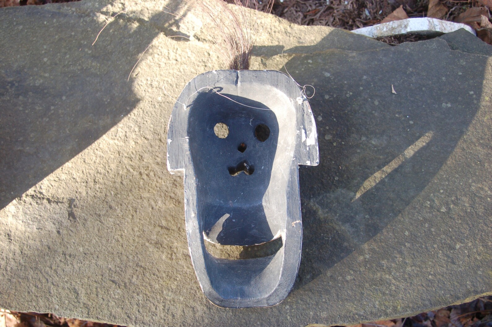 Hand Carved Folk Art Wood Painted Laughing Skull Mask ~ Day of the Dead ...